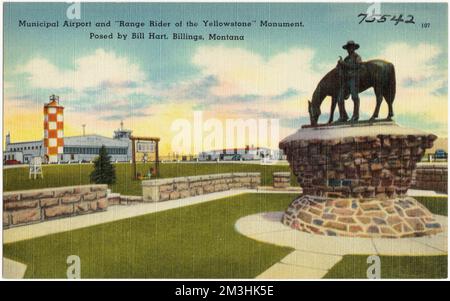 Municipal Airport and 'Range of the Yellowstone' Monument, posed by ...