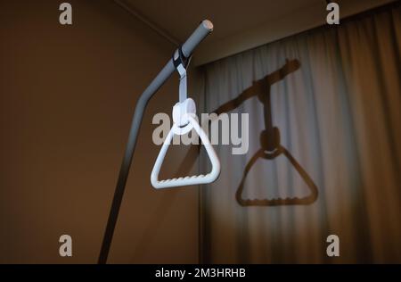 Hospital bed pull-up device with a button of an emergency bell Stock ...