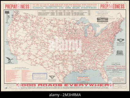 National highways map of the United States showing principal ...