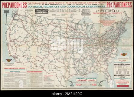National highways map of the United States showing one hundred thousand ...
