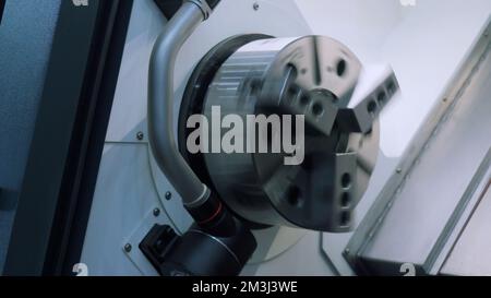 Rotating Metal machine with drum. Media. Rotating round part in ...