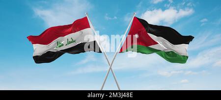 Iraq and Jordan flags. 3D Waving flag design. Jordan Iraq flag, picture ...