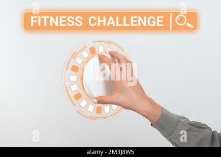 Text sign showing Fitness Challenge. Business overview condition of ...
