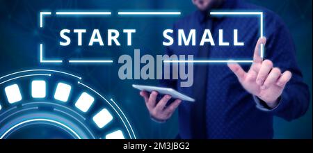 Text sign showing Start Small. Business photo showcasing Small medium ...