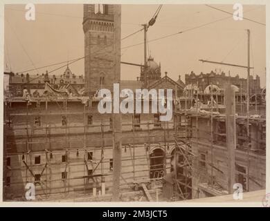 North wall of Courtyard, construction of the McKim Building , Public ...