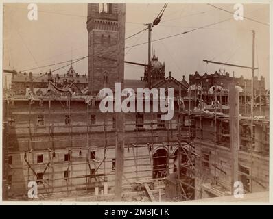 North wall of Courtyard, construction of the McKim Building , Public ...