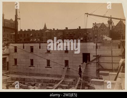 North wall of Courtyard, construction of the McKim Building , Public ...