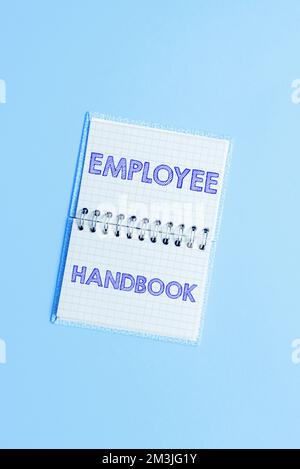 Text caption presenting Employee Handbook. Business idea Document that ...
