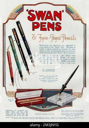 Advert, Swan Fountain Pen, in colours exquisite as Nature's Stock Photo ...