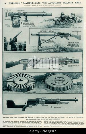 WW1 British Army Lewis Machine Gun team at a training camp 1917 Stock ...