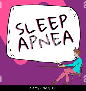 Text sign showing Sleep Apnea. Concept meaning The temporary stoppage ...