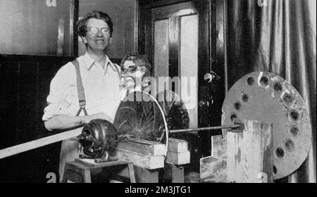 John Logie Baird, with ventriloquist's dummy head Stock Photo - Alamy