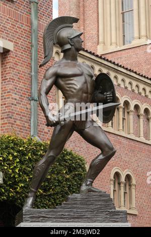 The Tommy Trojan mascot statue at the University of Southern California ...