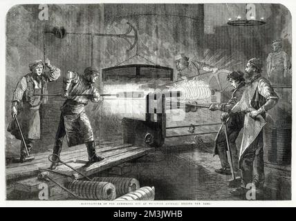 Manufacture of the Armstrong Gun at Woolwich Arsenal: welding the coil ...