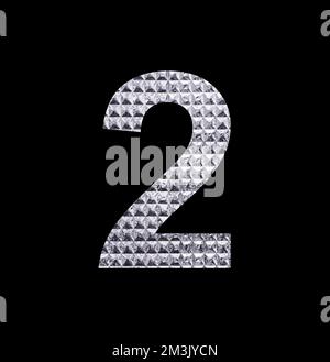 Number 2 - Digit two in textured silver shiny paper Stock Photo - Alamy