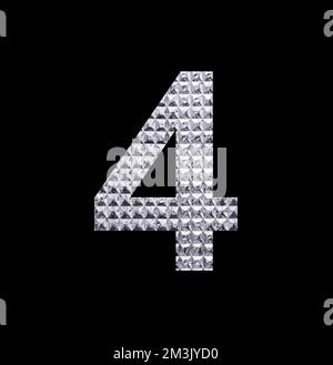 Number 4 - Digit four in textured silver shiny paper Stock Photo - Alamy