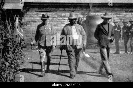 Zulu war. Dinizulu's slovenly kraal at Usutu. Three of Diniz Stock ...