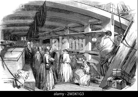 Below Decks on an Emigrant Ship, 1849 Stock Photo - Alamy