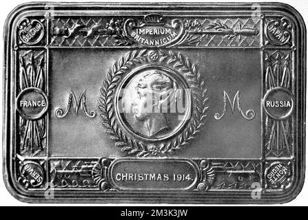 The Princess Mary brass tin or box sent to members of serving armed ...