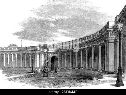Colonnade of Burlington House, Piccadilly, London, England. This ...