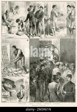 Stone breaking in the casual ward of a typical London workhouse. The ...
