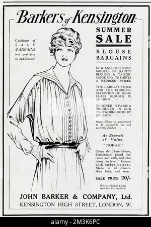 Advert for Barkers blouses 1914 Stock Photo - Alamy