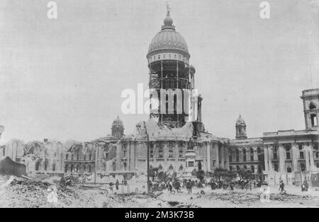 San Francisco fire on the 18th [of April 1906] at 4 p.m Stock Photo - Alamy