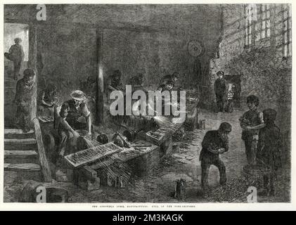 Sheffield steel industry. 19th-century artwork of the Wentworth Works ...