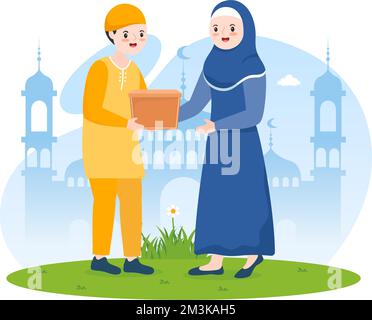 Hand drawn ramadan muslim giving alms doodle illustration Stock Vector ...