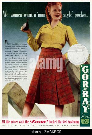 Advert for Gor-ray Koneray pocket skirts 1946 Stock Photo - Alamy