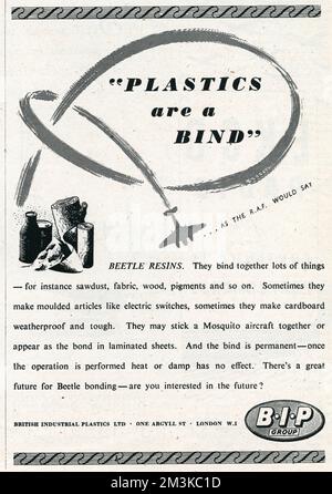 Advert for British Industrial Plastic Limited 1944 Stock Photo - Alamy