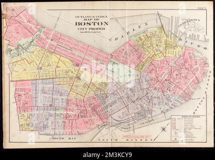 Outline & index map of city of Boston proper , Boston Mass., Maps, Real ...