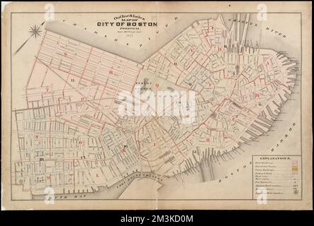 Outline & index map of Boston city proper , Boston Mass., Maps, Real ...