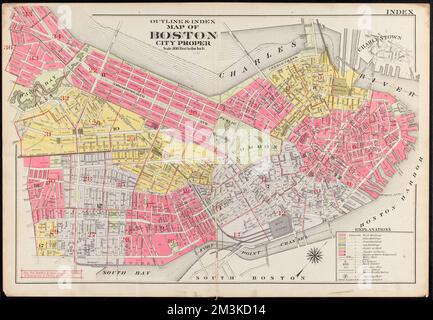 Outline & index map of Boston city proper , Boston Mass., Maps, Real ...