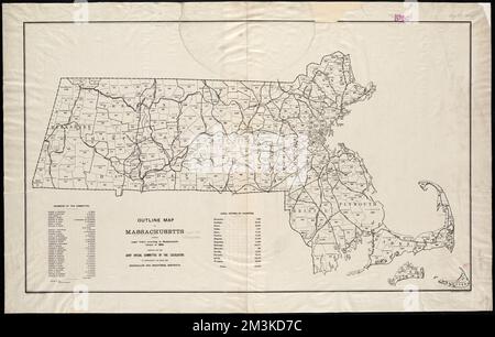 Outline map of Massachusetts showing senatorial districts as ...
