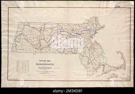 Map of Massachusetts showing population according to census of 1910 ...