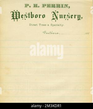 P. H. Perrin Westboro Nursery receipt , Nurseries Horticulture ...