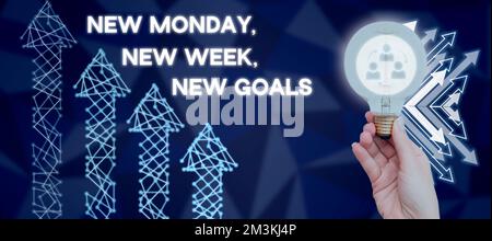 Writing displaying text New Monday, New Week, New Goals. Business ...