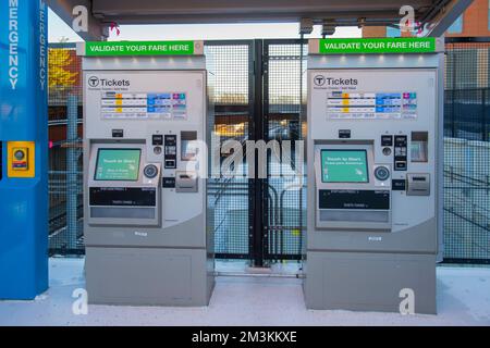 boston metro mbta ticket fare machines South Street Station Boston USA ...