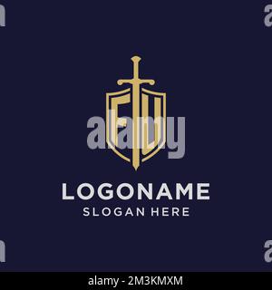 FU initial monogram logos with sword and shield shape design ideas Stock Vector Image & Art - Alamy