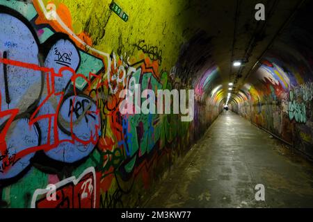 Interior view of 191 street subway station tunnel aka Tunnel Street for ...