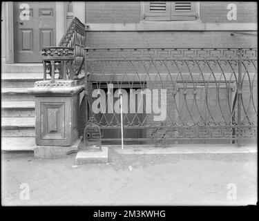 Philadelphia, Pennsylvania, exterior detail, fence post and iron ...