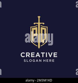 PQ initial monogram logos with sword and shield shape design ideas Stock Vector Image & Art - Alamy