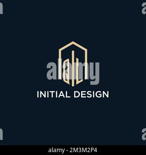 QL initial monogram logo with hexagonal shape and swoosh design ideas ...