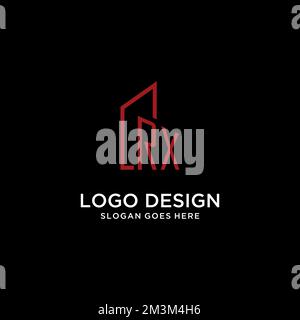 RX initial monogram with building logo design vector graphic Stock ...