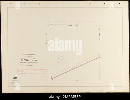 Plan and profile of sewer in High St. , Sewers, Streets. Lawrence Stock ...