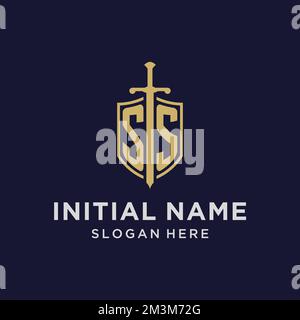 SS initial monogram logos with sword and shield shape design ideas Stock Vector Image & Art - Alamy