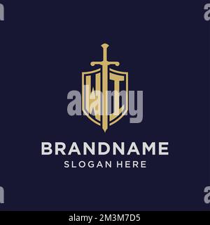 WI initial monogram logos with sword and shield shape design ideas Stock Vector Image & Art - Alamy