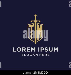 TM initial monogram logos with sword and shield shape design ideas Stock Vector Image & Art - Alamy