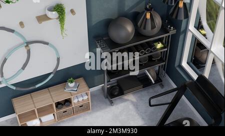 View of interior of a modern gym with sports equipment Stock Photo - Alamy